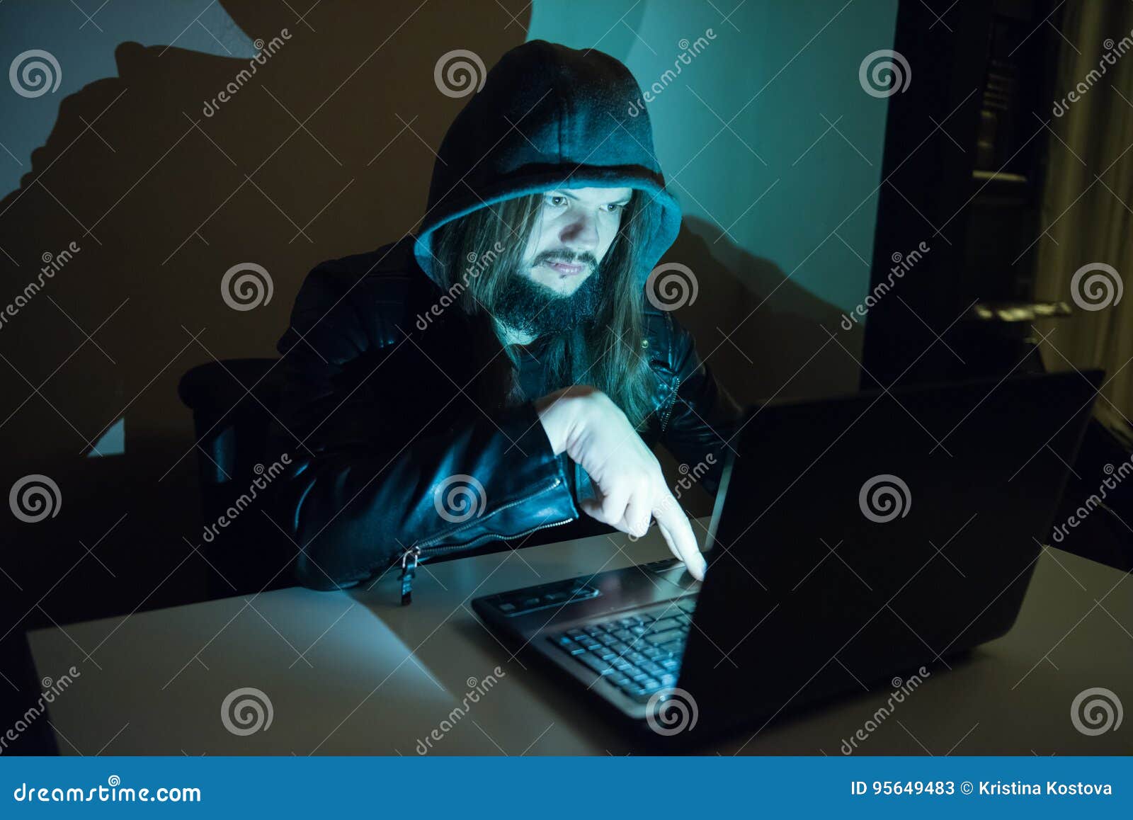 Obscure Criminal Man is Trying To Hack the System Stock Image - Image ...
