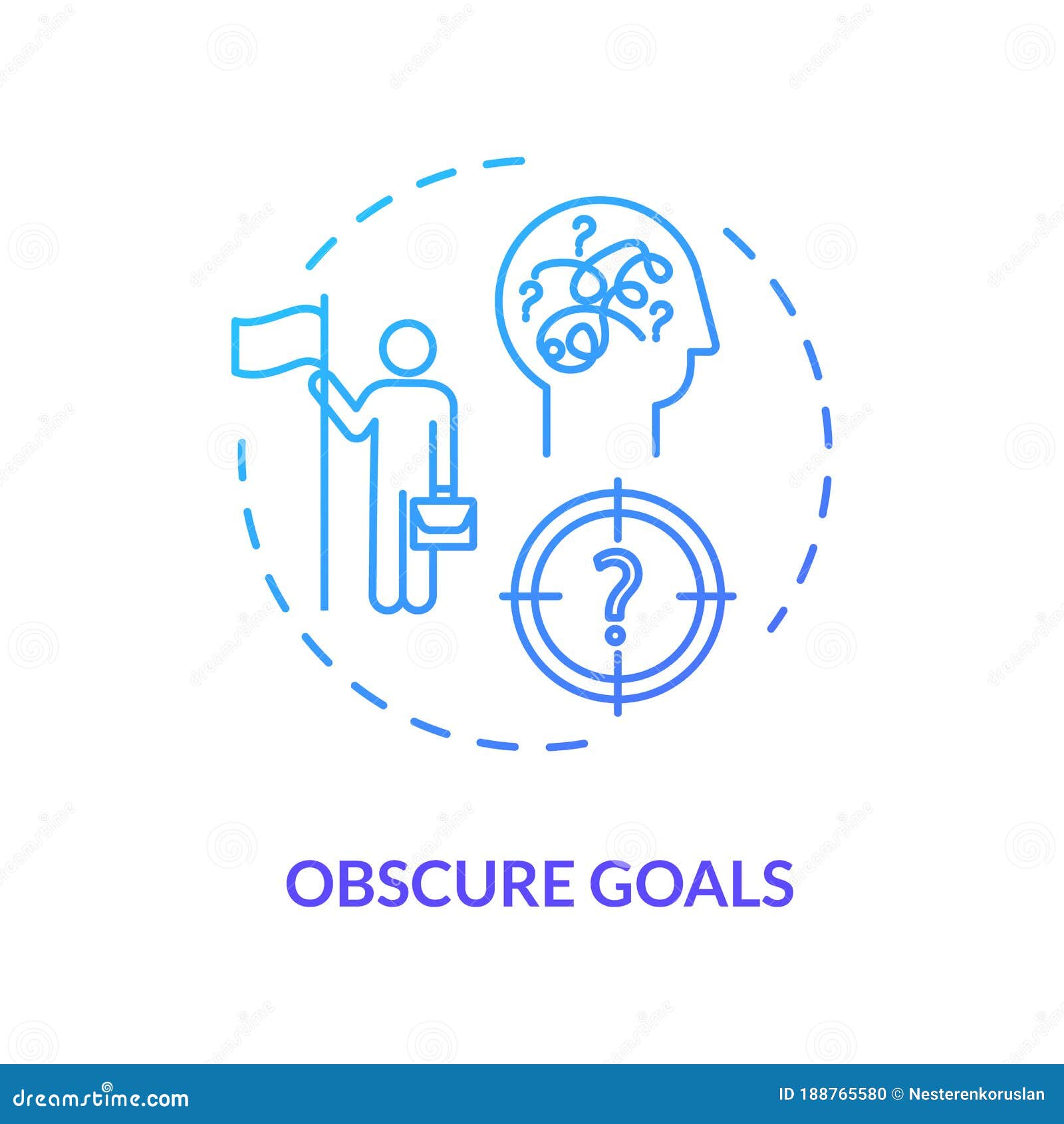Obscure Goals Blue Concept Icon. Problem Solving. Chaos in Direction ...