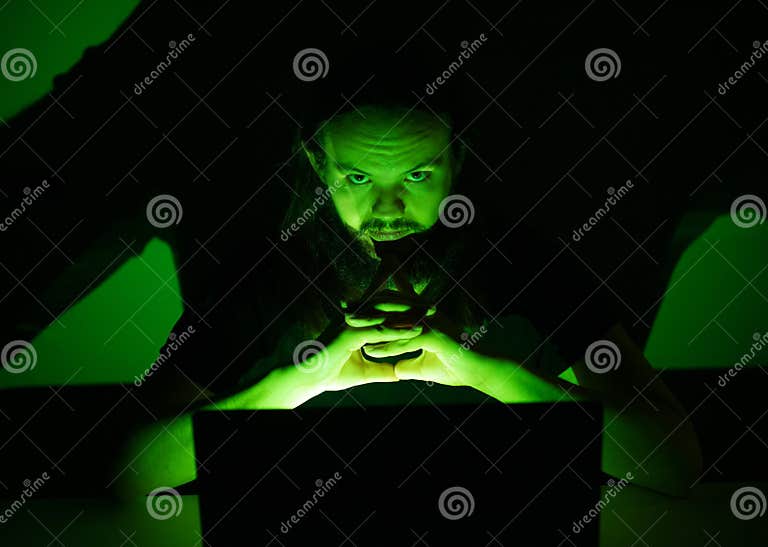 Obscure Man is Looking Forward with an Evil Look in His Eyes Stock ...