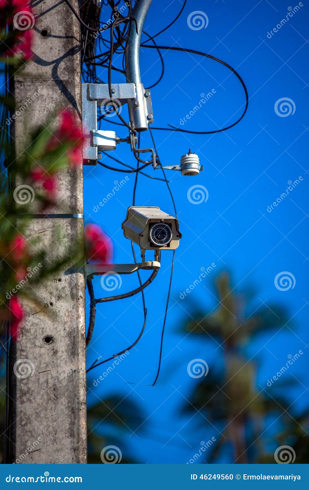 Observation Camera on a Column in the Park Stock Photo - Image of blue ...