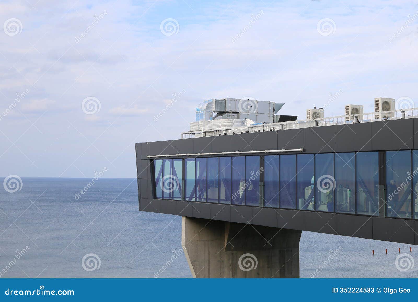 Observation Deck with Elevator Lift, Panoramic Platform on Sea View ...