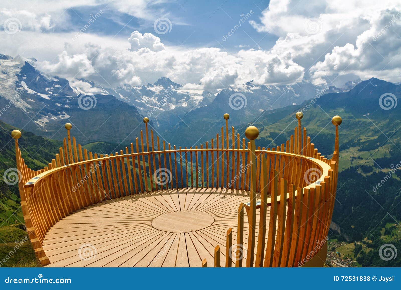 Observation Deck on Lookout, Viewpoint in Alps Mountains Stock Photo ...