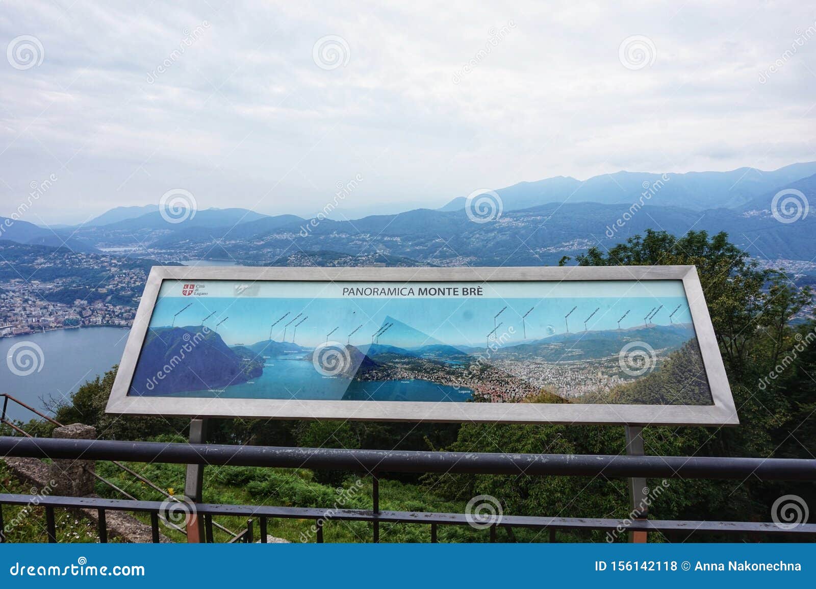 Panoramic Map on the Observation Deck of Mount Monte Bre. Editorial ...