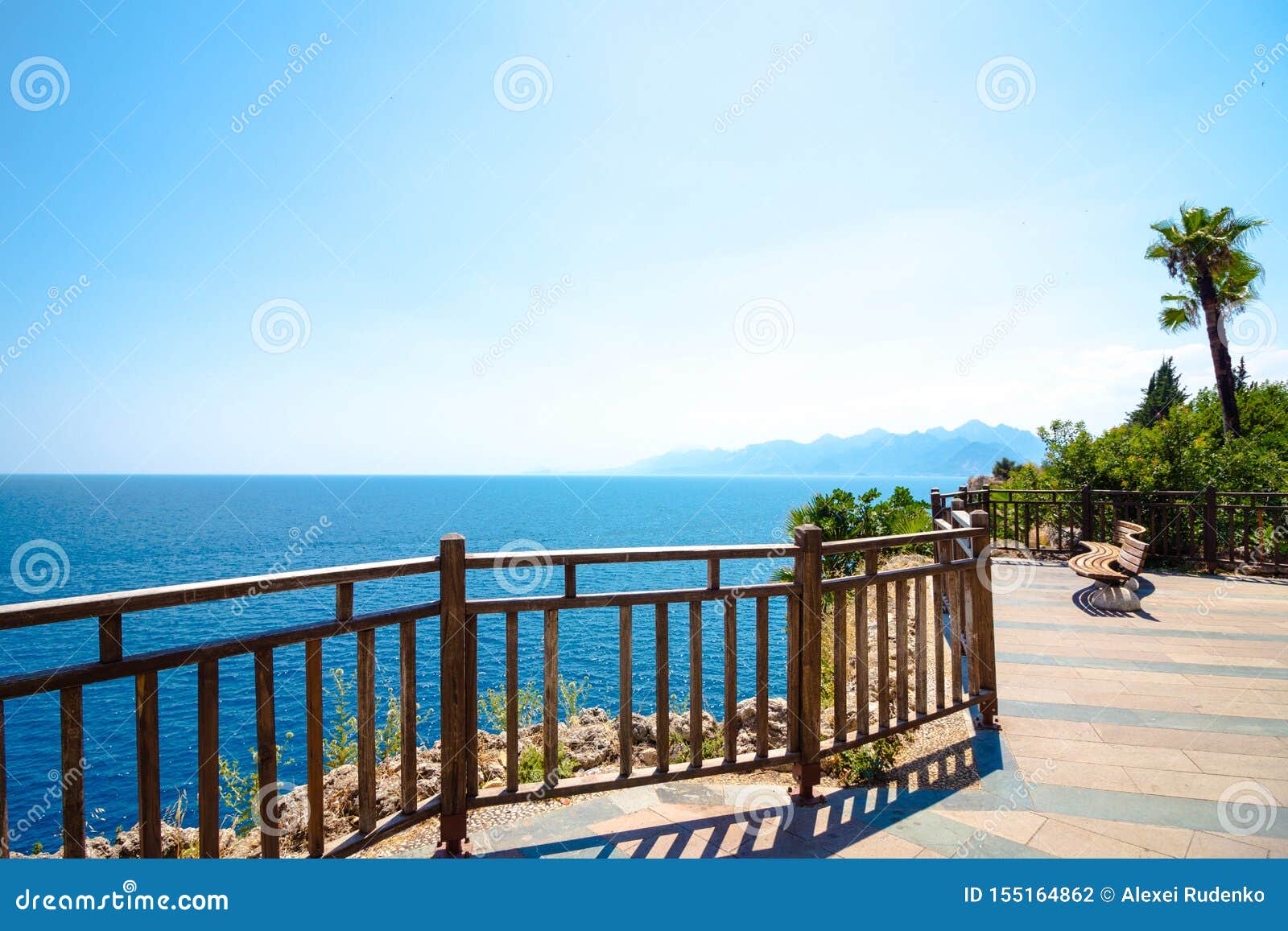 An Observation Deck Overlooking the Blue Sea Stock Photo - Image of ...