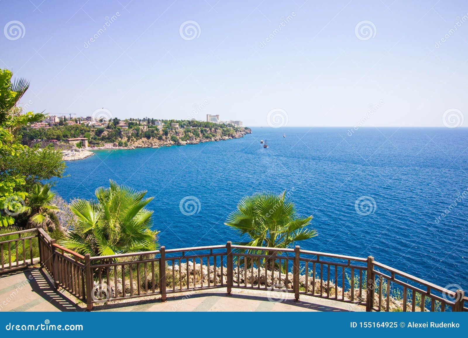 An Observation Deck Overlooking the Blue Sea. Stock Image - Image of ...