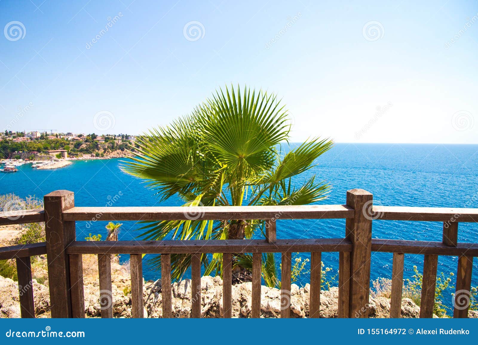 An Observation Deck Overlooking the Blue Sea. Stock Photo - Image of ...