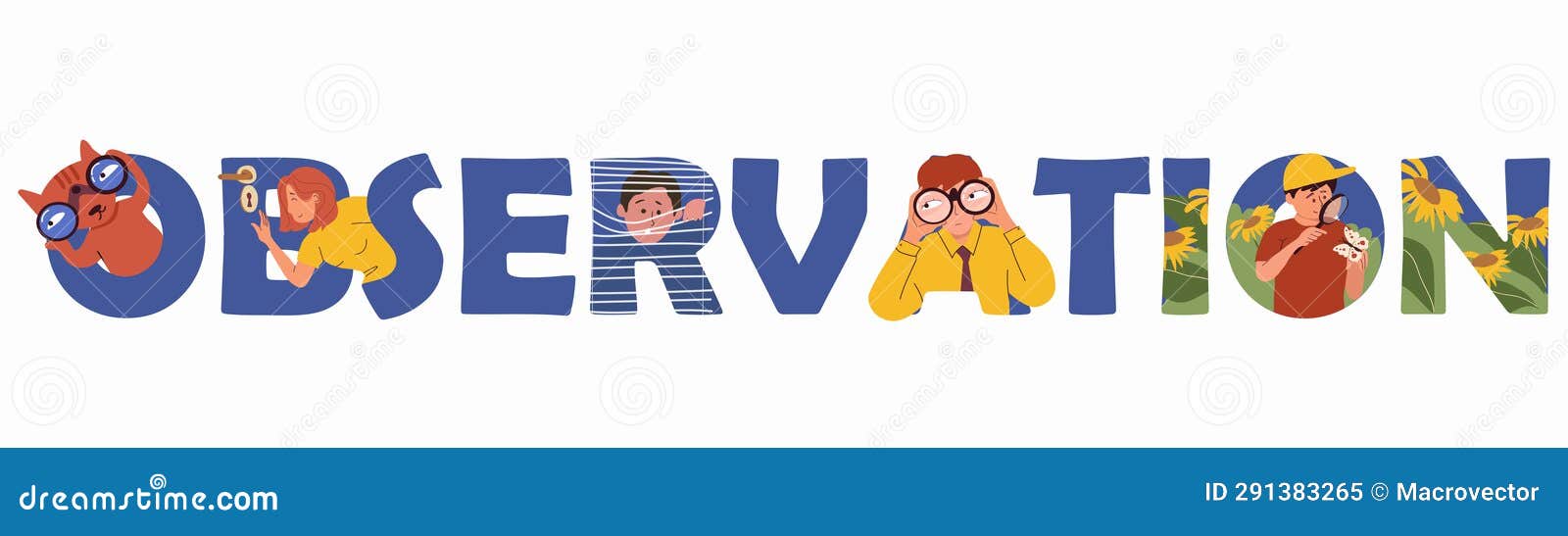Observation Flat Text Composition Stock Vector - Illustration of banner ...