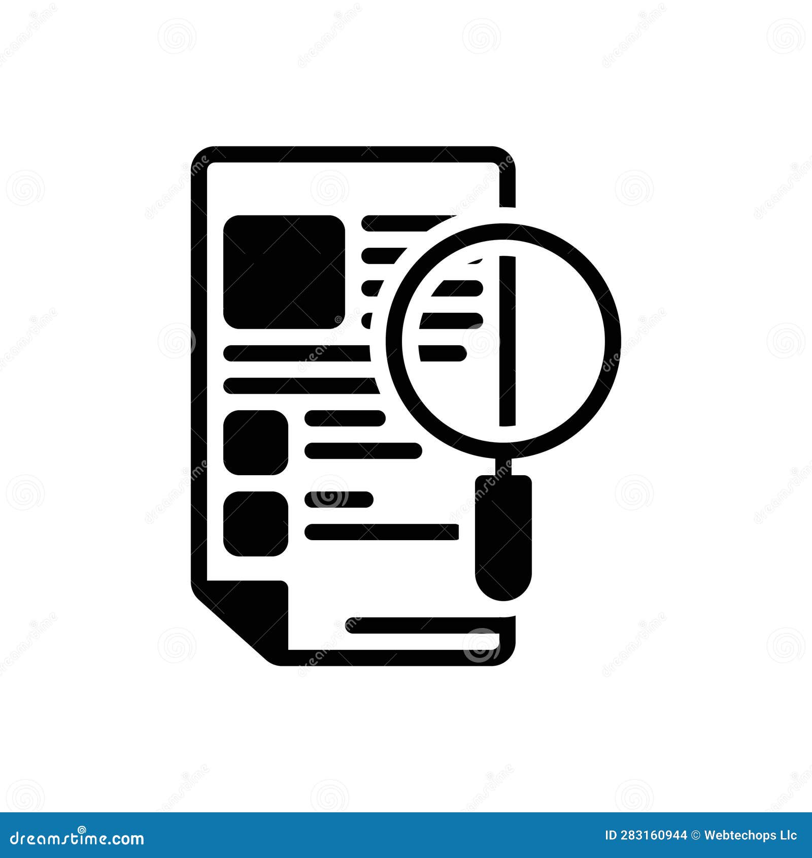 Black Solid Icon for Observation, Inspection and Document Stock Vector ...