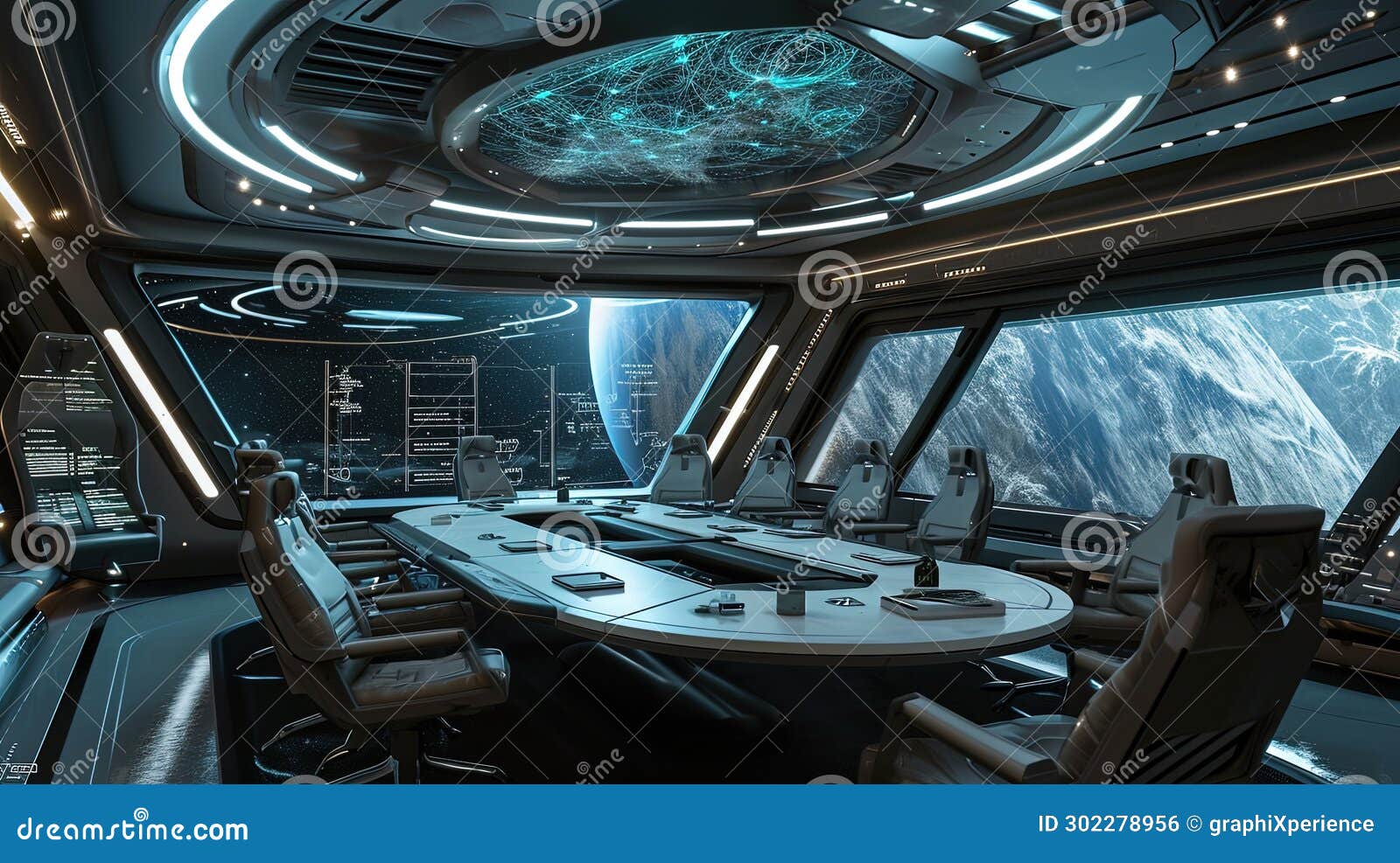 Observation Lounge in a Starship Stock Illustration - Illustration of ...