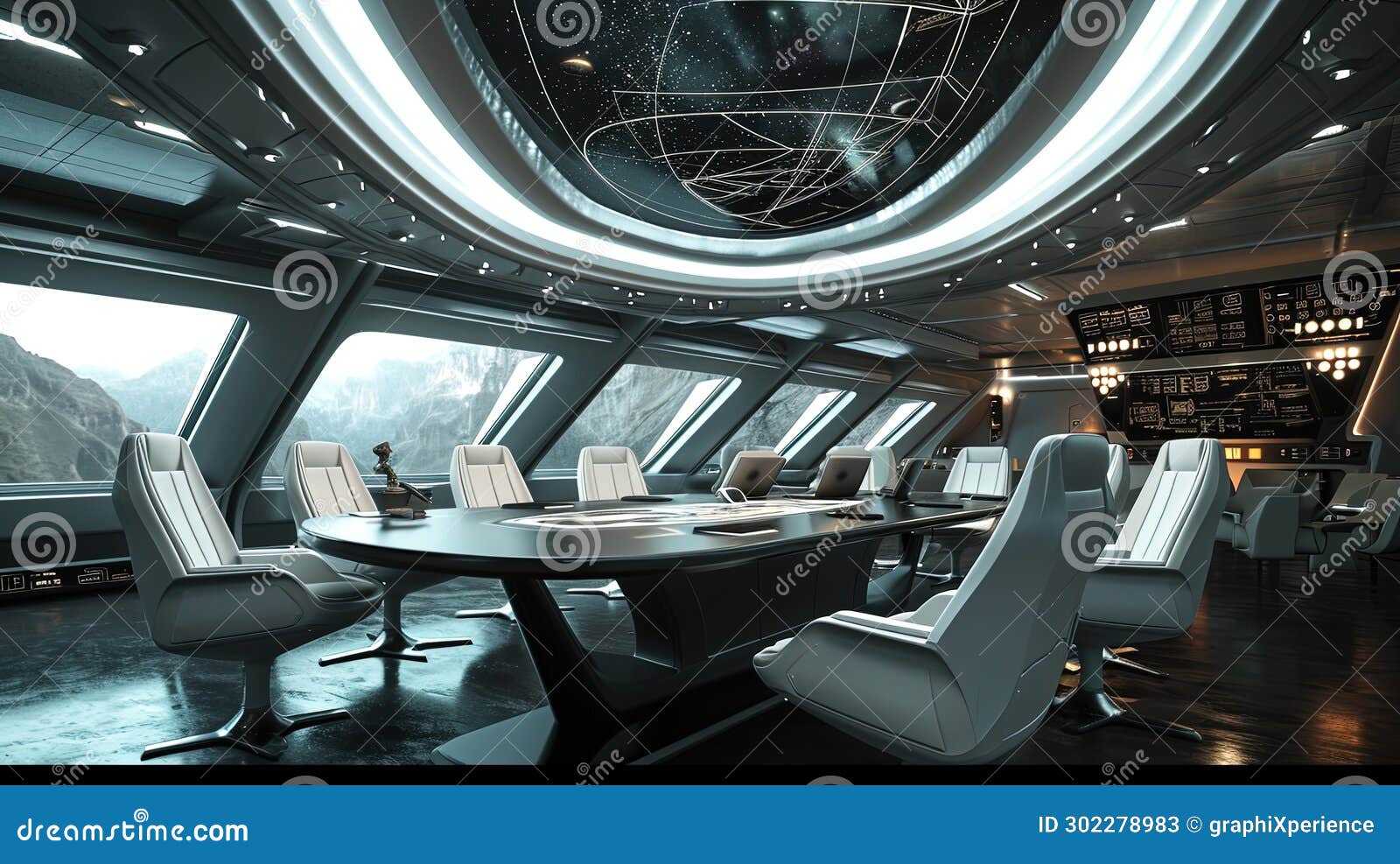 Observation Lounge in a Starship Stock Illustration - Illustration of ...