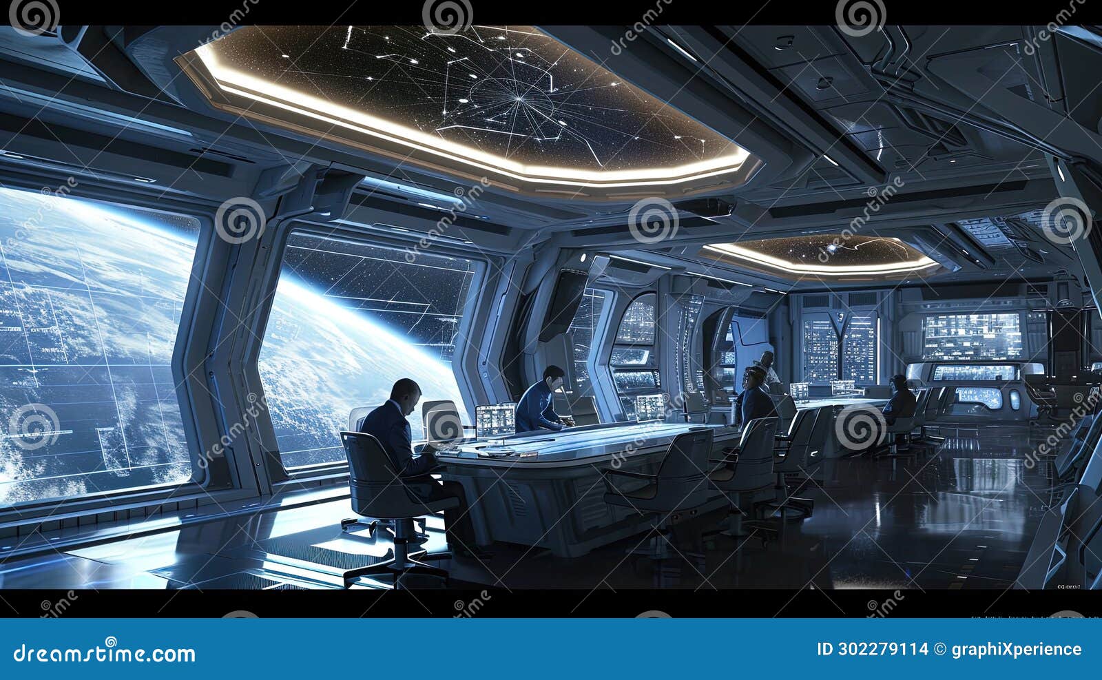 Observation Lounge in a Starship Stock Illustration - Illustration of ...