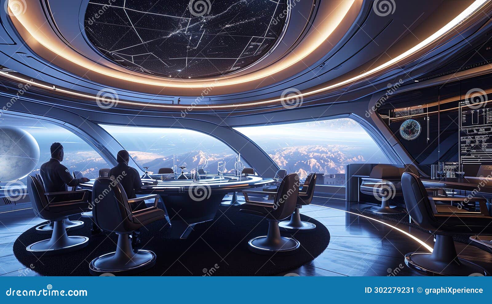 Observation Lounge in a Starship Stock Illustration - Illustration of ...