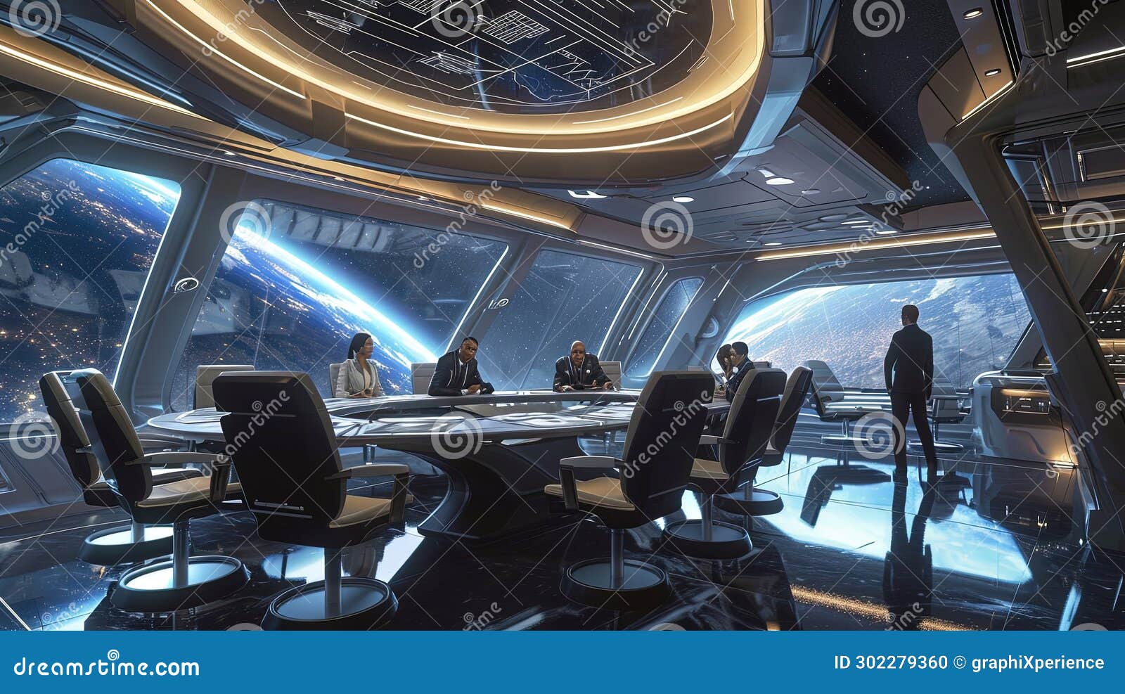 Observation Lounge in a Starship Stock Illustration - Illustration of ...