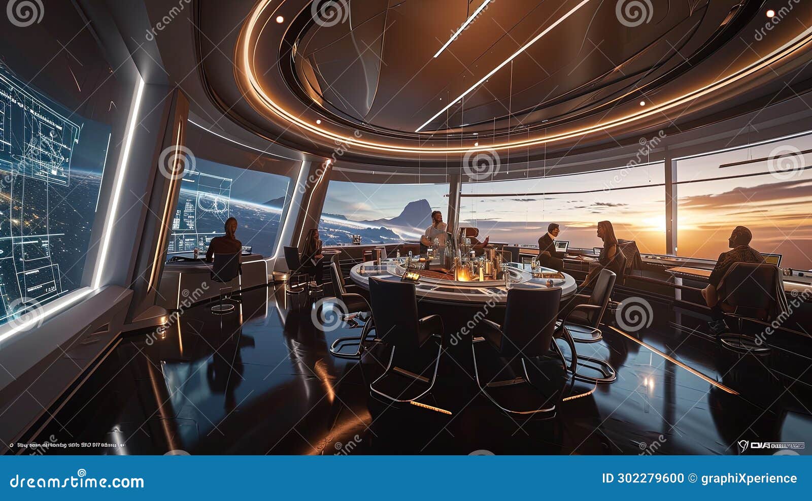 Observation Lounge in a Starship Stock Illustration - Illustration of ...