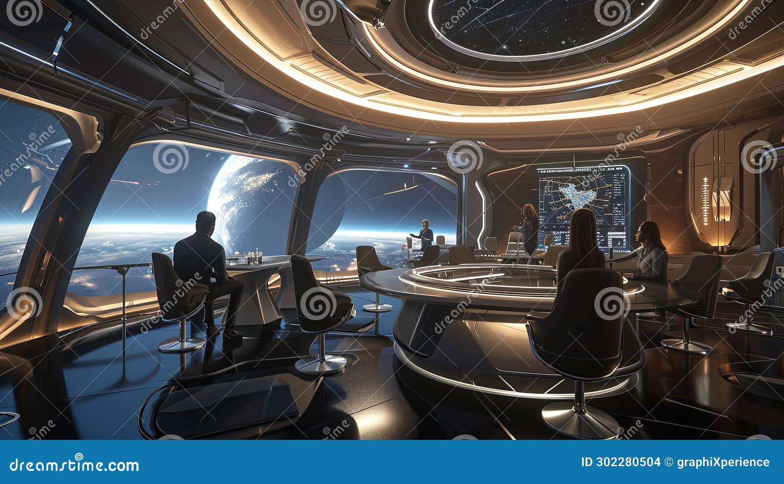Observation Lounge in a Starship Stock Illustration - Illustration of ...