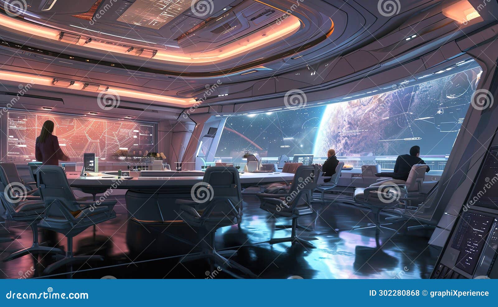Observation Lounge in a Starship Stock Illustration - Illustration of ...