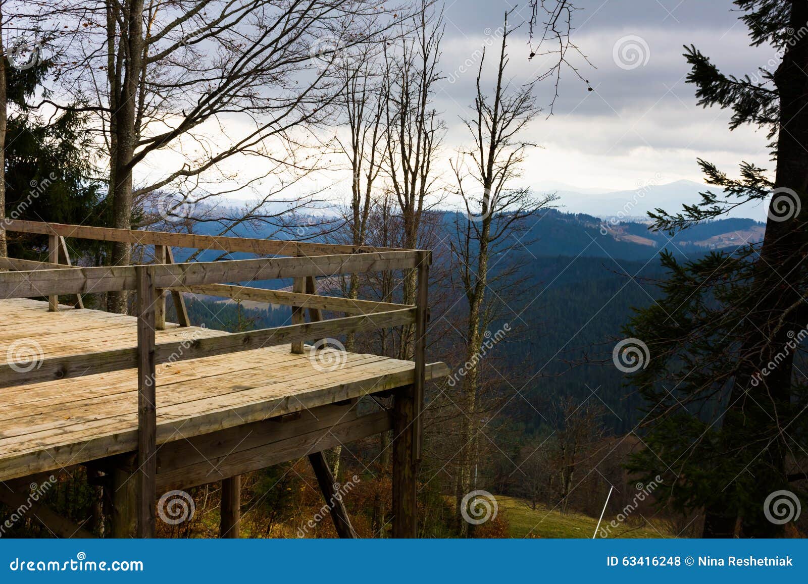 The Observation Platform in the Mountains Stock Photo - Image of ...