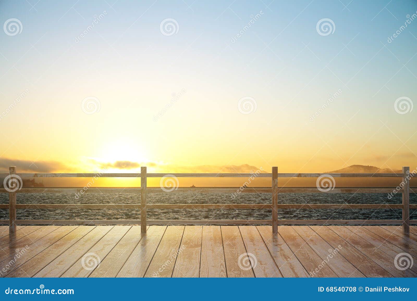 Observation Platform Sunset Stock Illustration - Illustration of render ...
