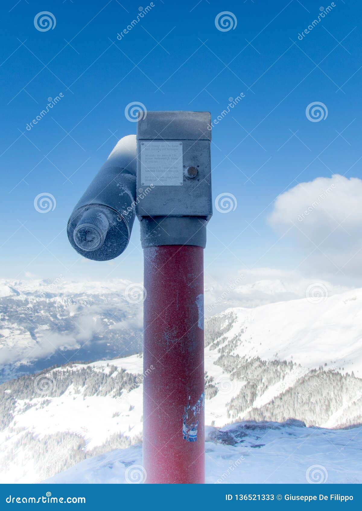 An Observation Point High on the Swiss Alps after a Snowfall Stock ...