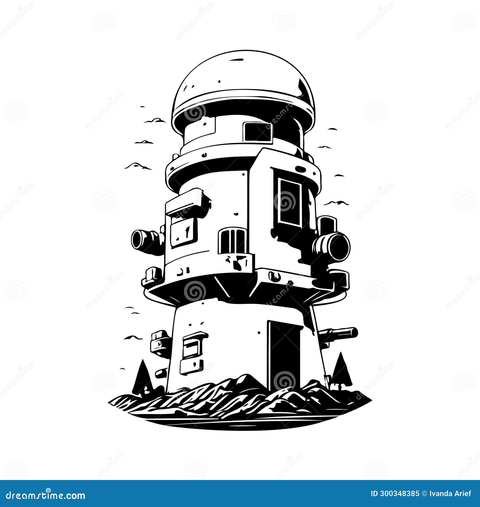 Observation Post Icon Hand Draw Black Colour Army Logo Symbol Perfect ...