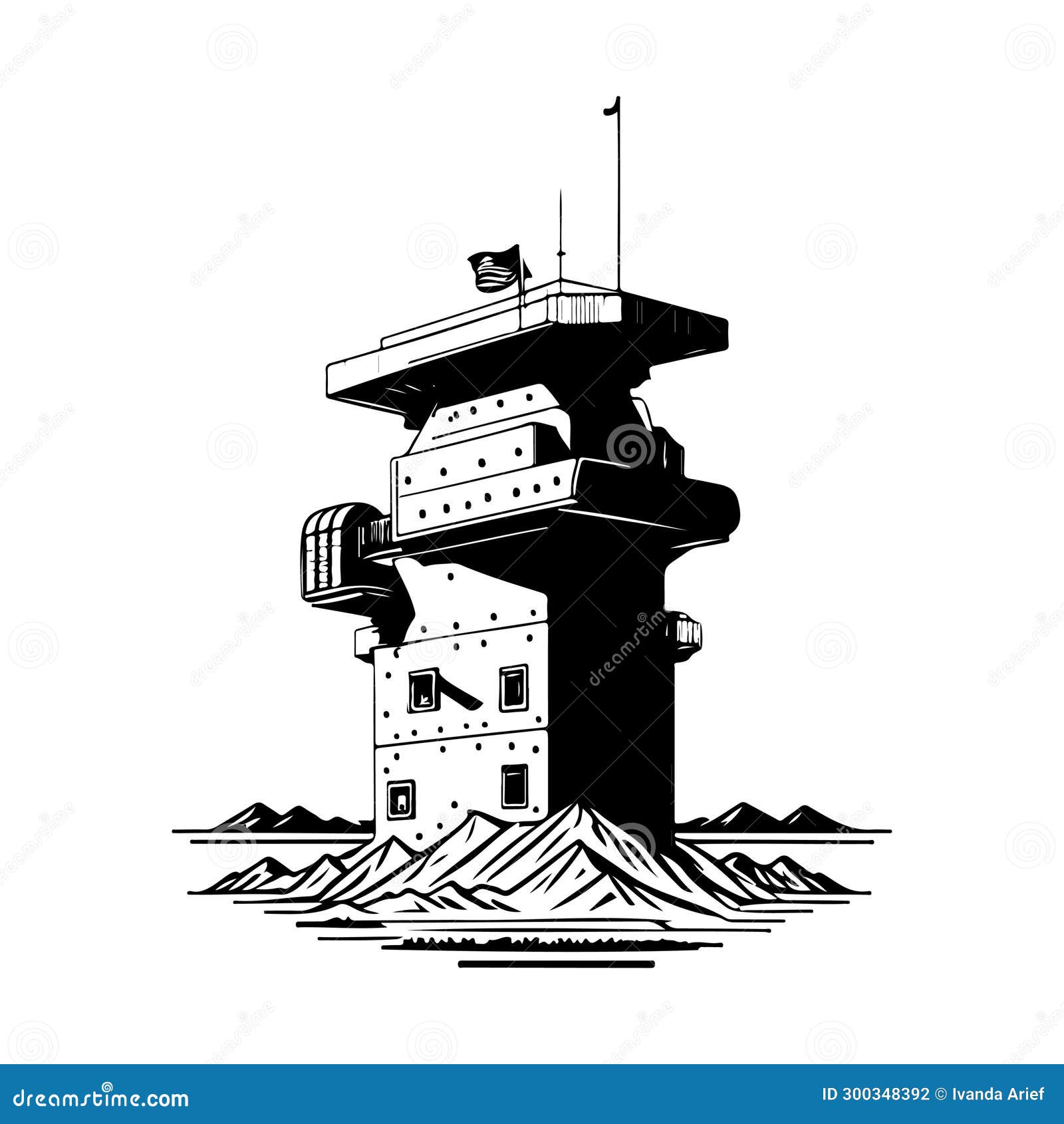 Observation Post Icon Hand Draw Black Colour Army Logo Symbol Perfect ...