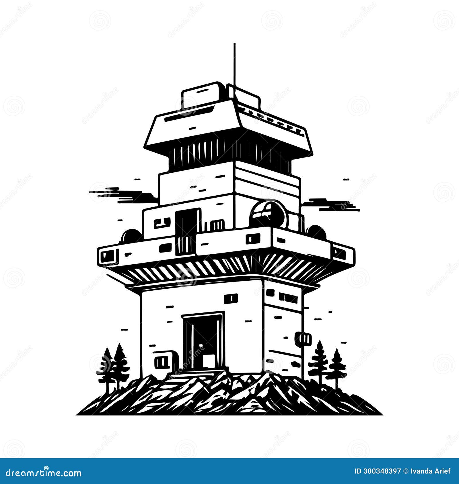 Observation Post Icon Hand Draw Black Colour Army Logo Symbol Perfect ...