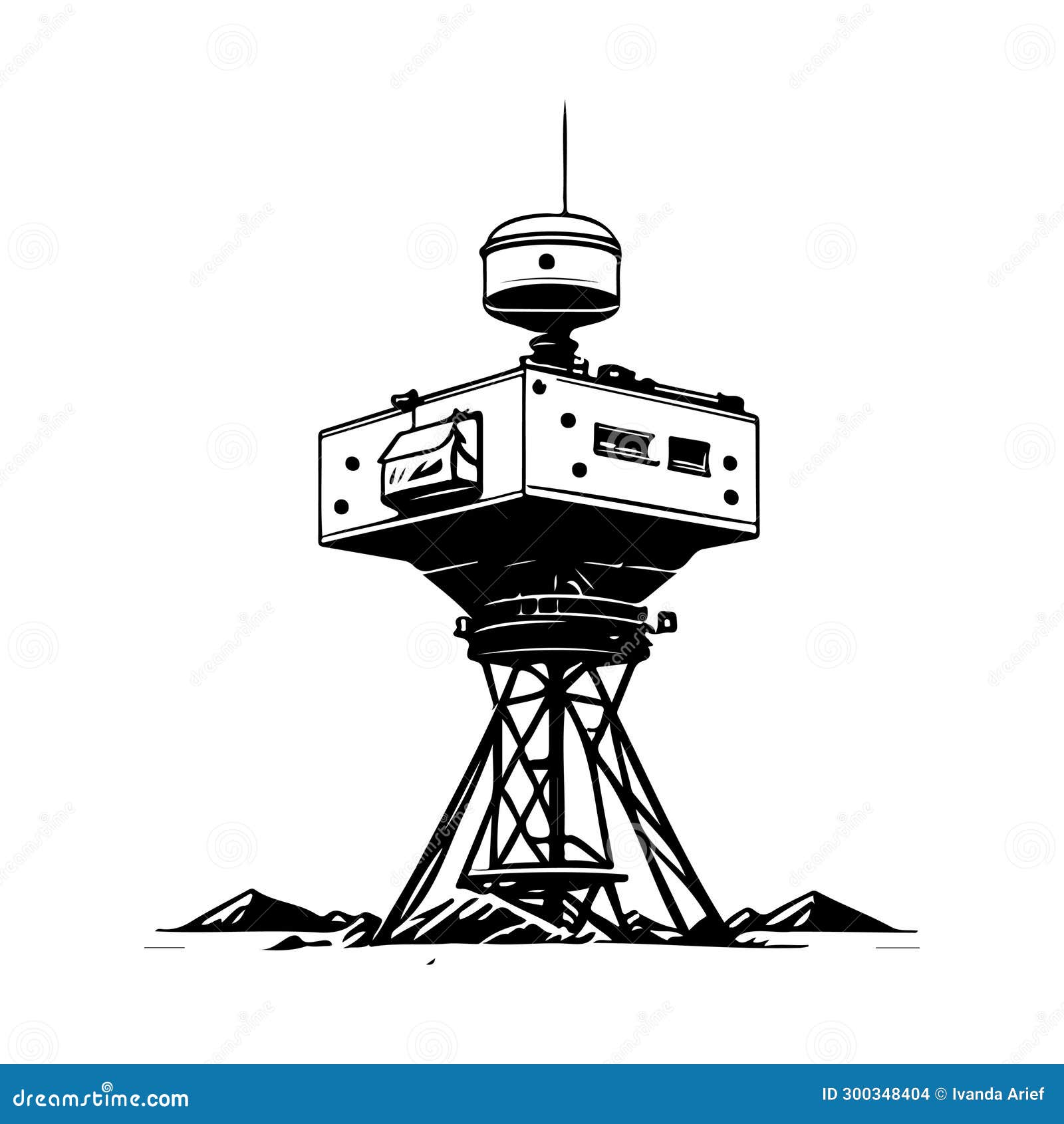 Observation Post Icon Hand Draw Black Colour Army Logo Symbol Perfect ...