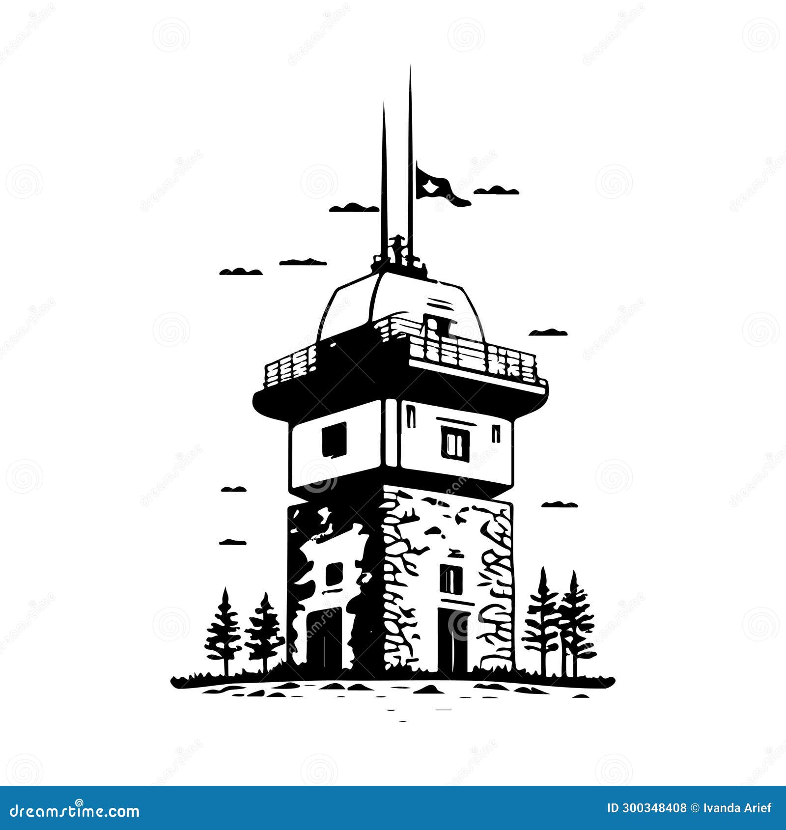 Observation Post Icon Hand Draw Black Colour Army Logo Symbol Perfect ...