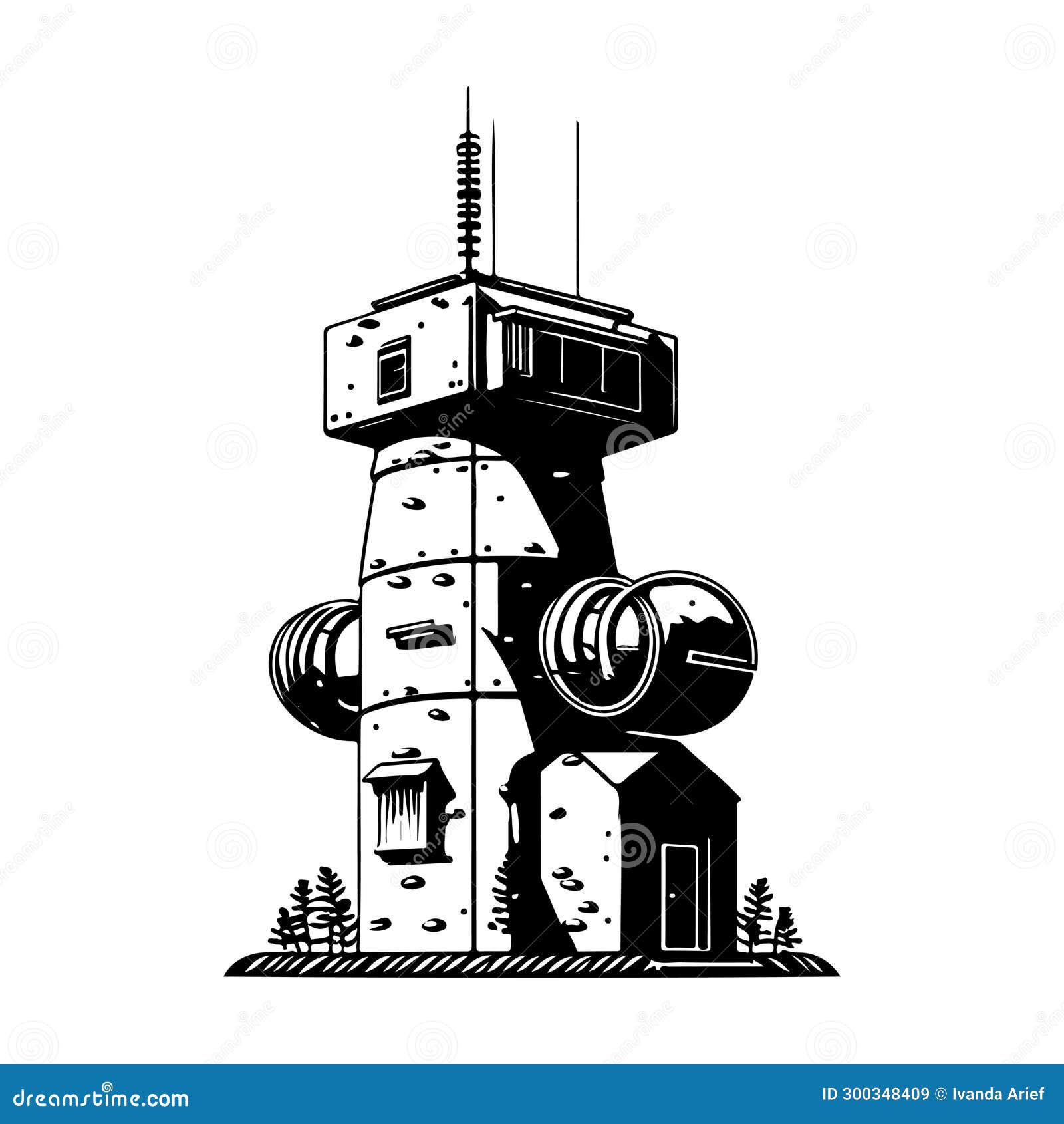 Observation Post Icon Hand Draw Black Colour Army Logo Symbol Perfect ...