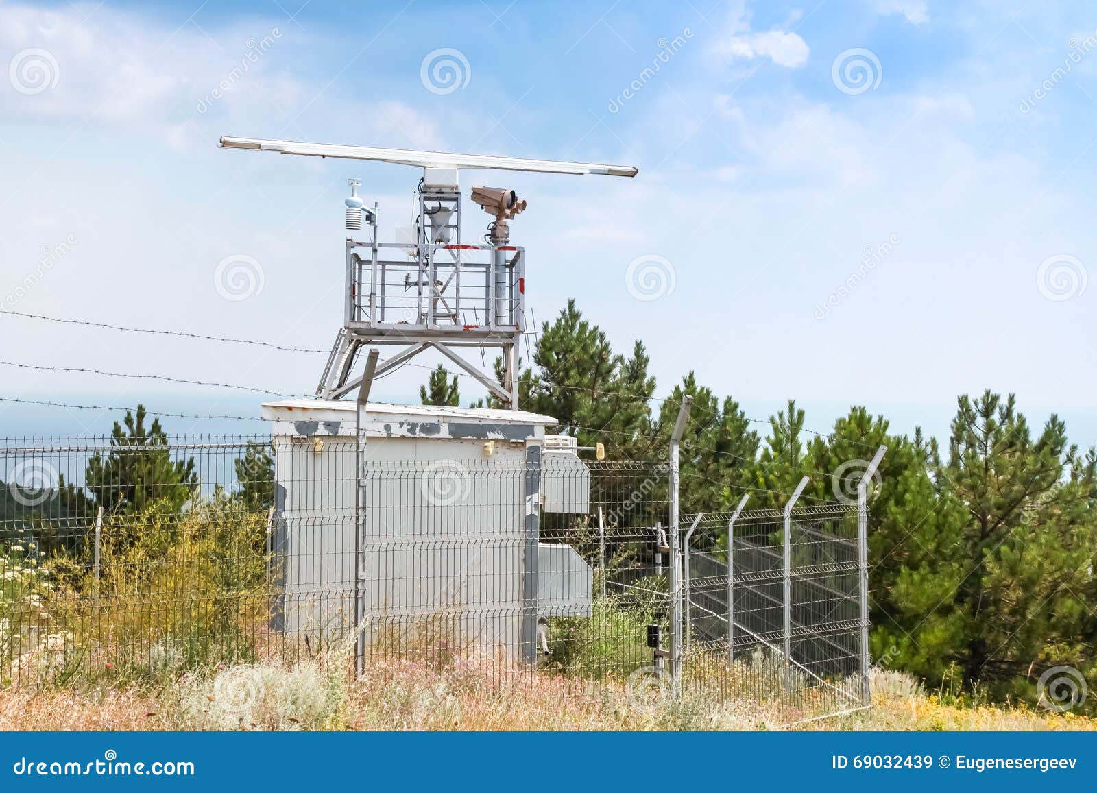 Observation Radar Station Tower with Devices Stock Image - Image of ...
