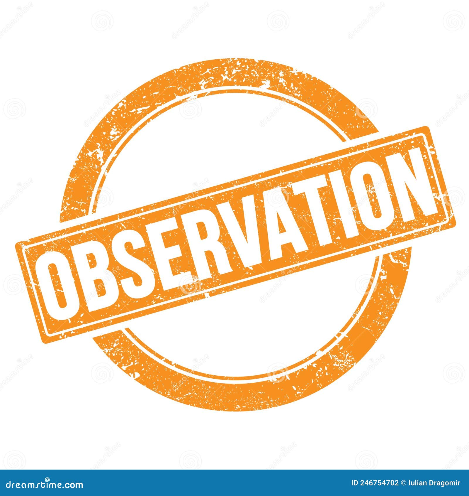 OBSERVATION Text on Orange Grungy Round Stamp Stock Illustration ...