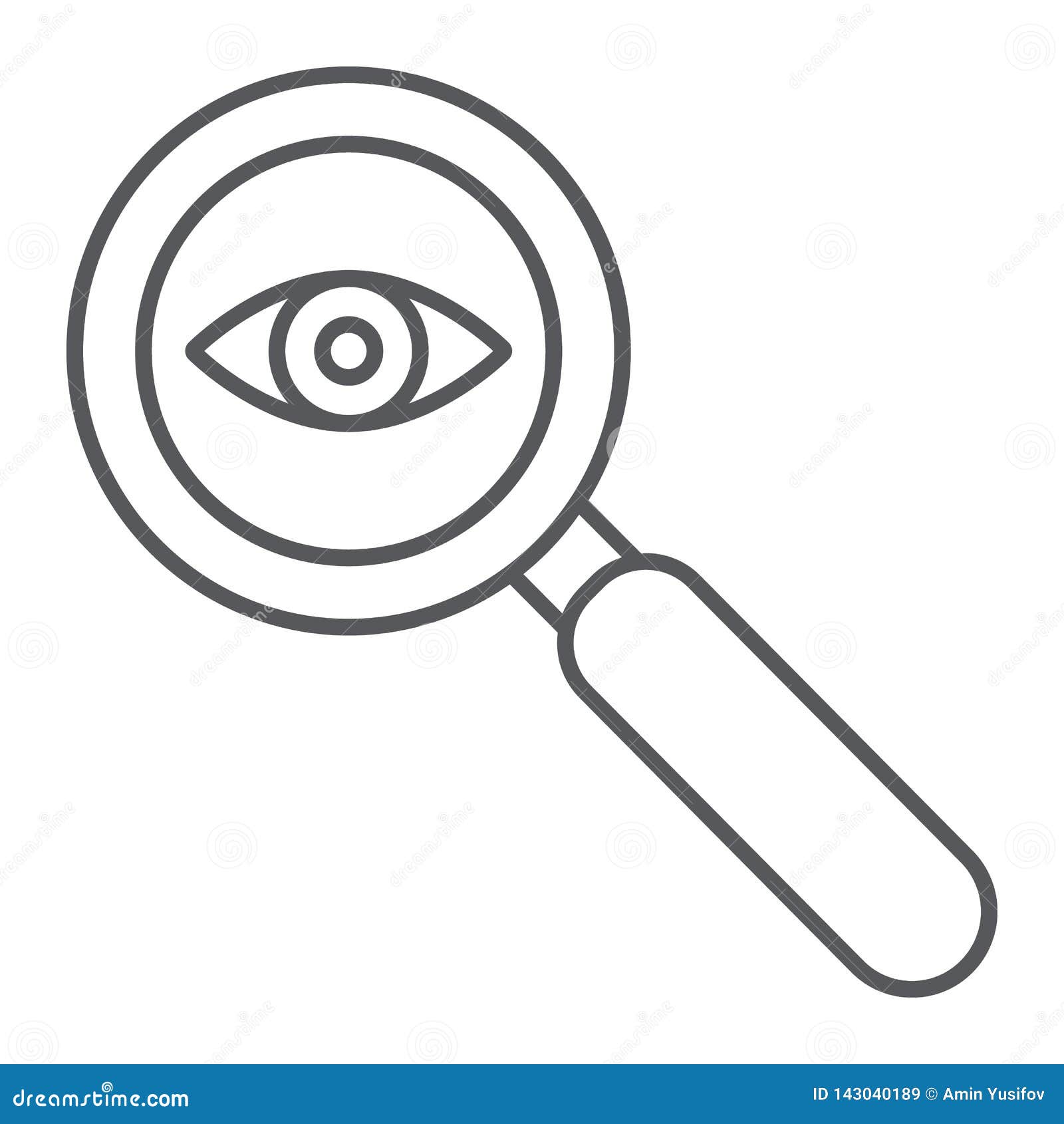 Observation Thin Line Icon, Surveillance and Lens, Eye and Magnifier ...