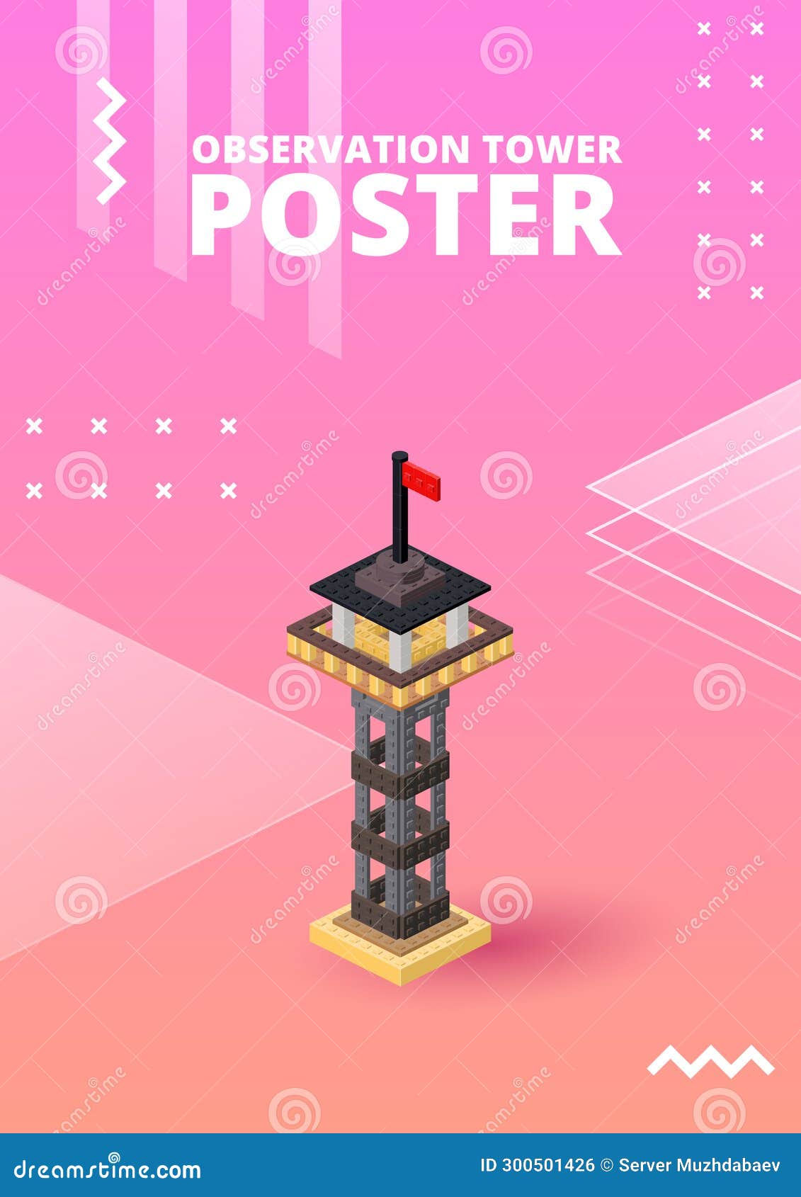 Observation Tower Poster for Print and Design. Vector Illustration ...