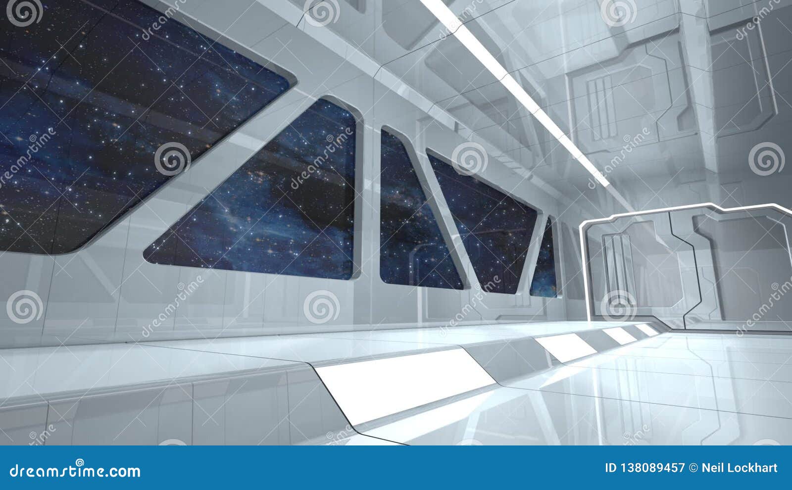 Observation Windows Inside Space Ship Stock Video - Video of corridor ...