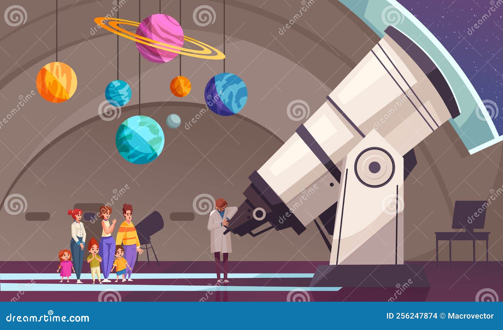 Observatory and Astronomy Background Stock Vector - Illustration of ...