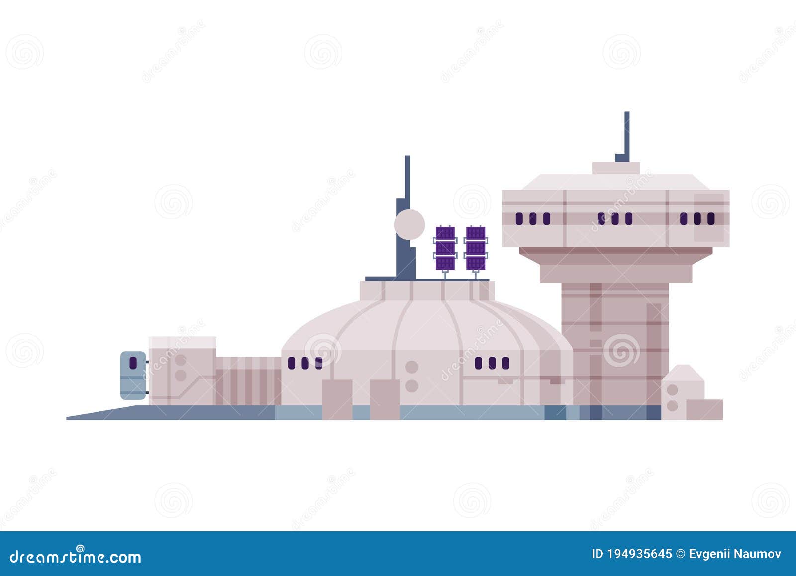 Observatory Building, Space Exploration Technologies Flat Style Vector ...
