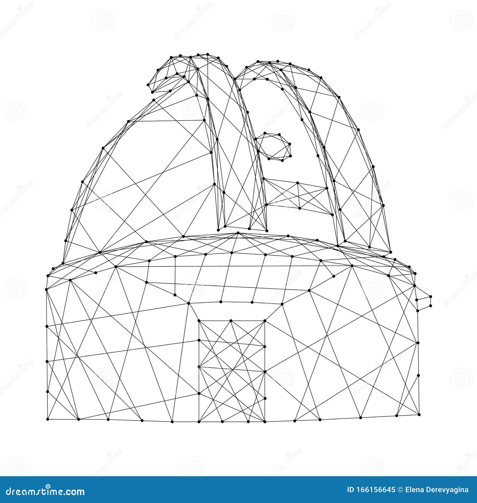 Observatory Dome from Abstract Futuristic Polygonal Black Lines and ...