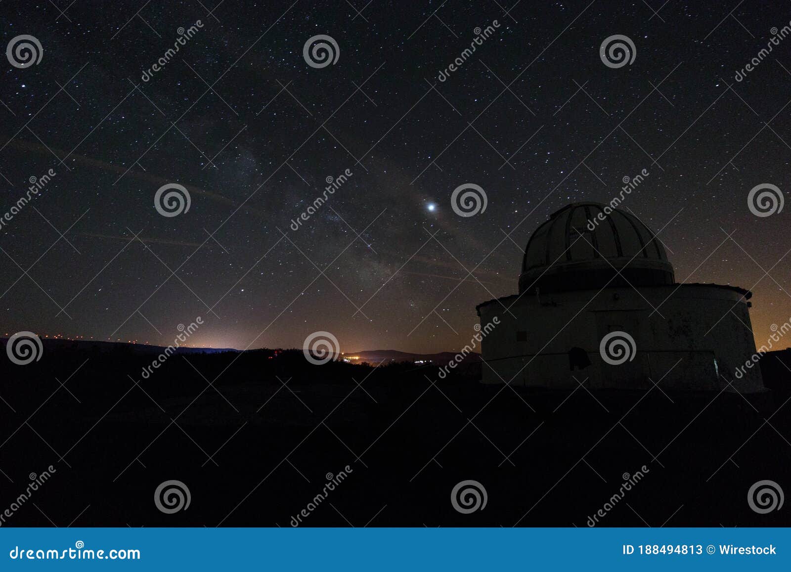 Observatory Shining Under the Sky with Gleaming Stars Stock Image ...
