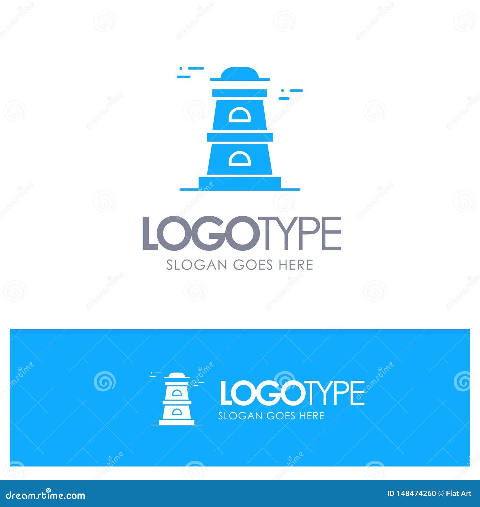 Observatory, Tower, Watchtower Blue Solid Logo with Place for Tagline ...