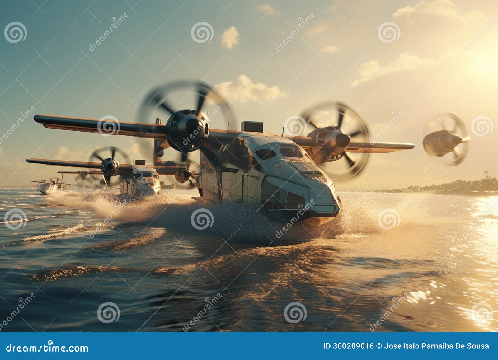 Observe a Fleet of Amphibious Planes Seamlessly Stock Illustration ...