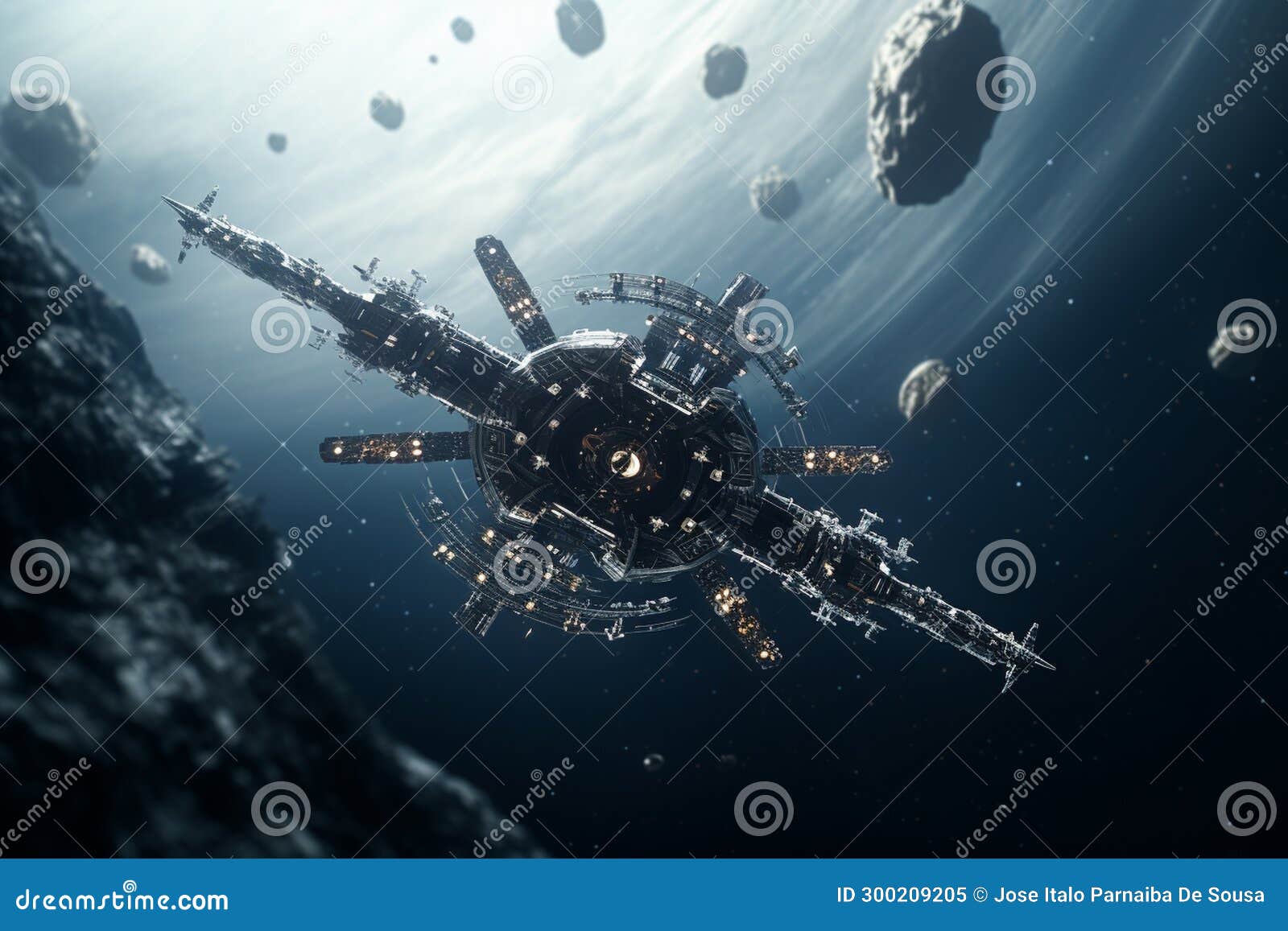 Observe a Formation of Exploration Spacecraft Stock Illustration ...