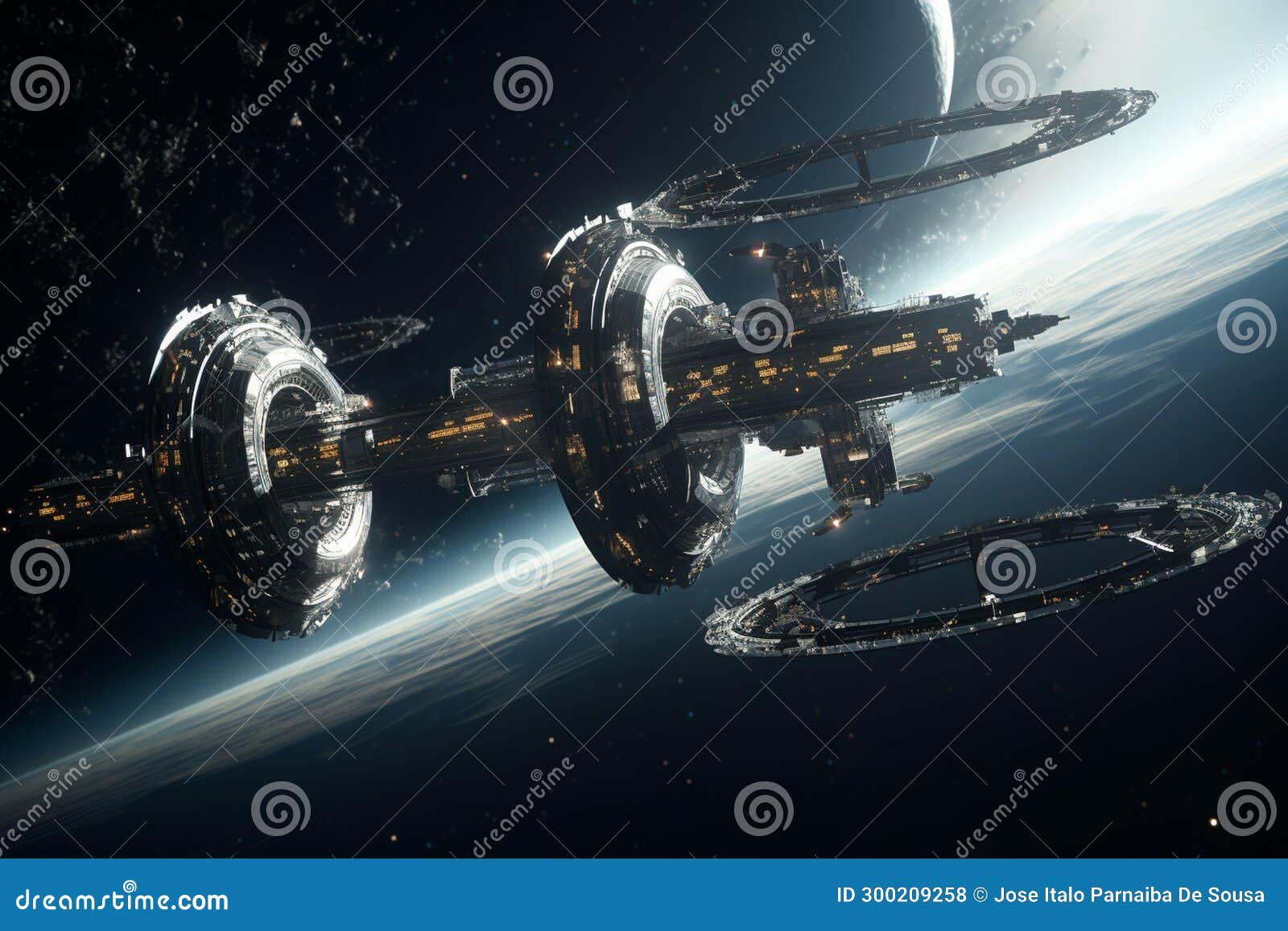 Observe a Formation of Exploration Spacecraft Stock Illustration ...