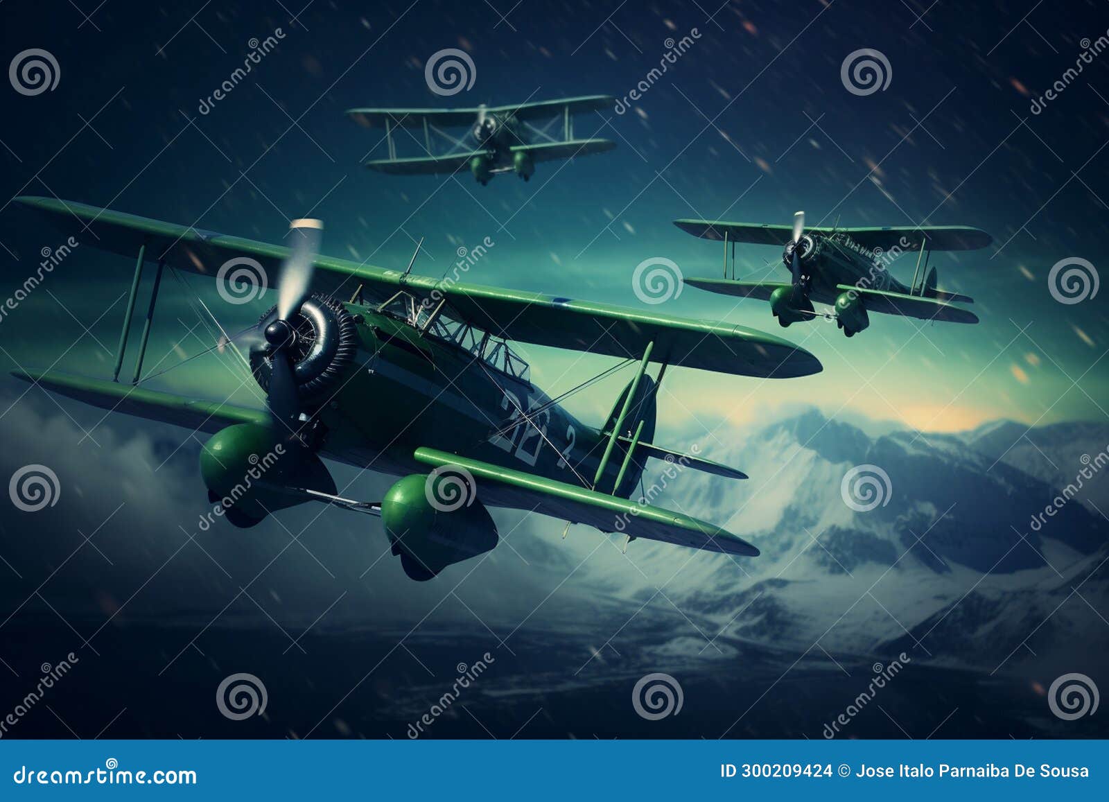 Observe a Squadron of Biplanes Performing a Stock Illustration ...