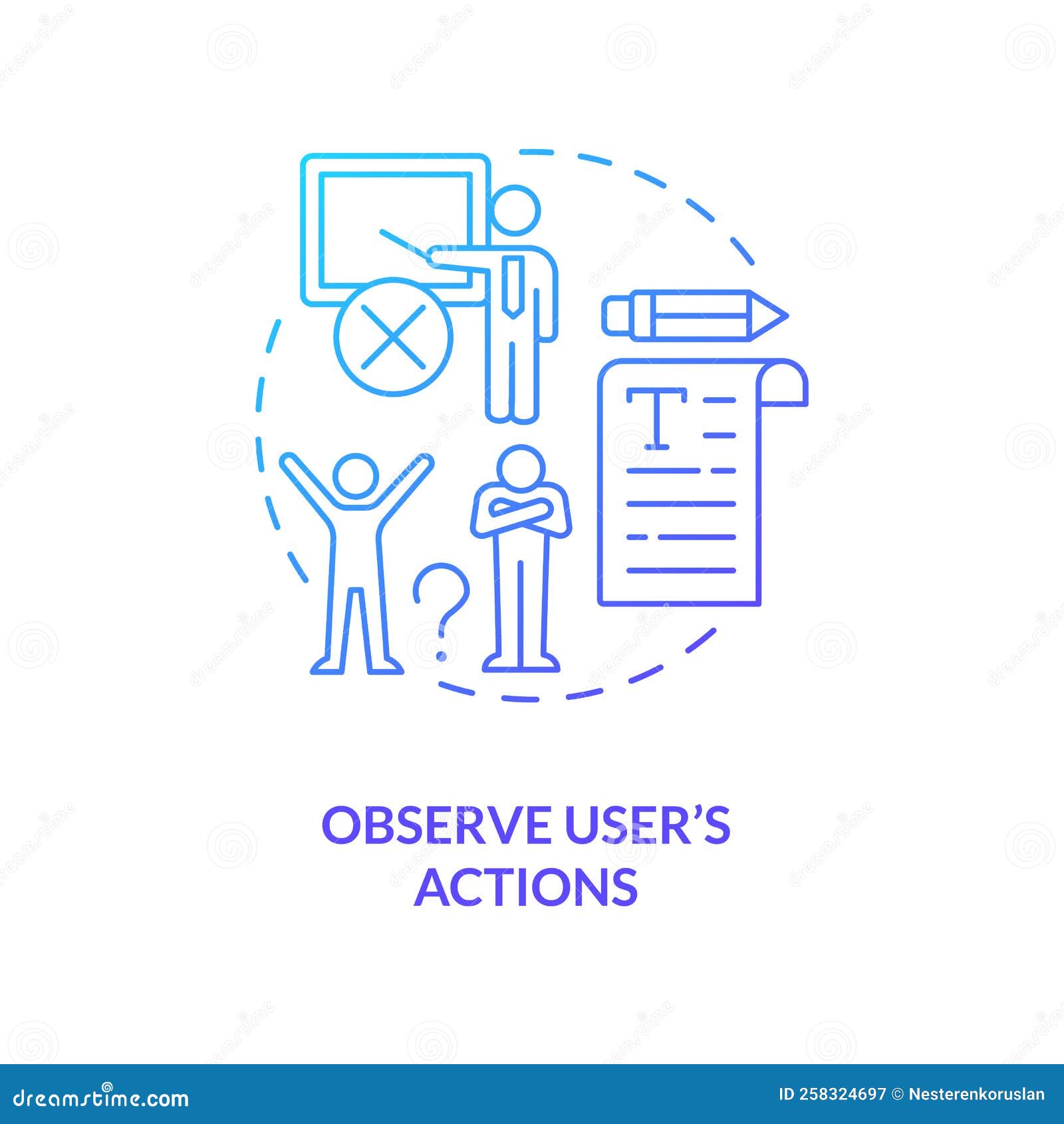 Observe User Actions Blue Gradient Concept Icon Stock Vector ...