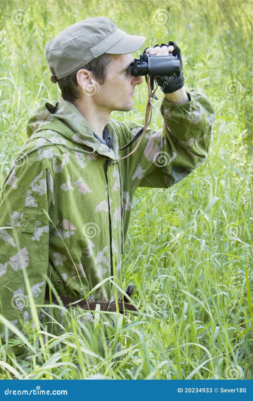 The observer in the woods stock image. Image of disguising - 20234933