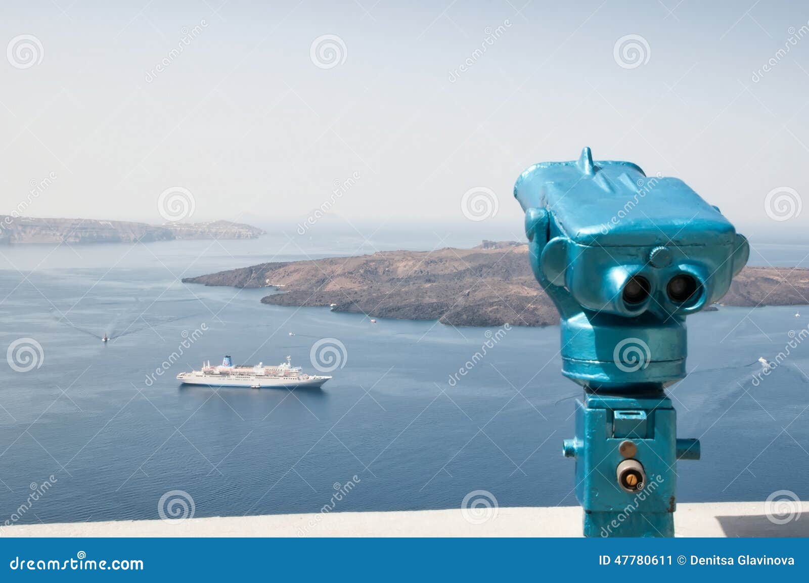 Observing Binoculars in Santorini, Greece Stock Image - Image of ...