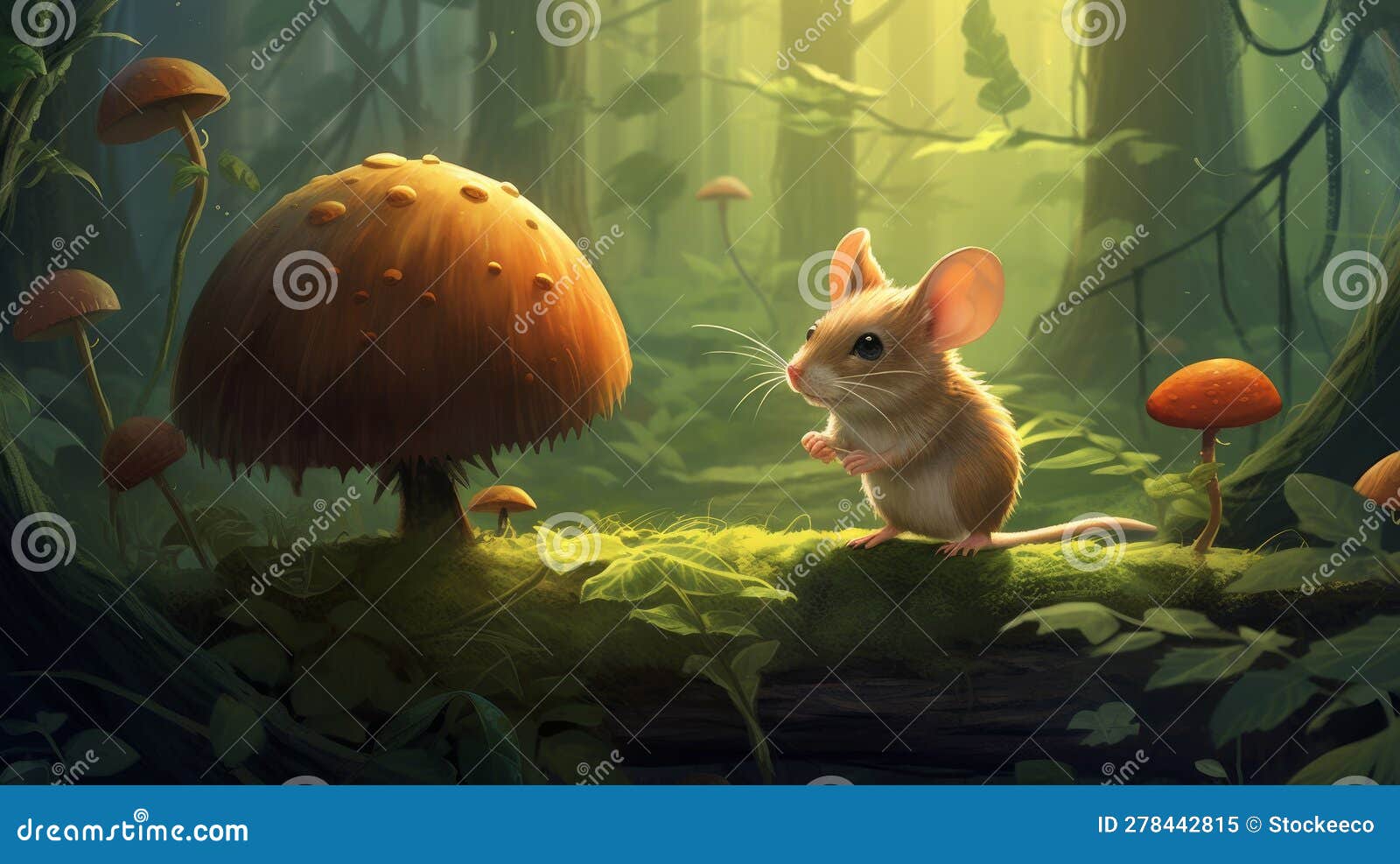 Mouse Rutting in Lush Forest Stock Illustration - Illustration of dense ...