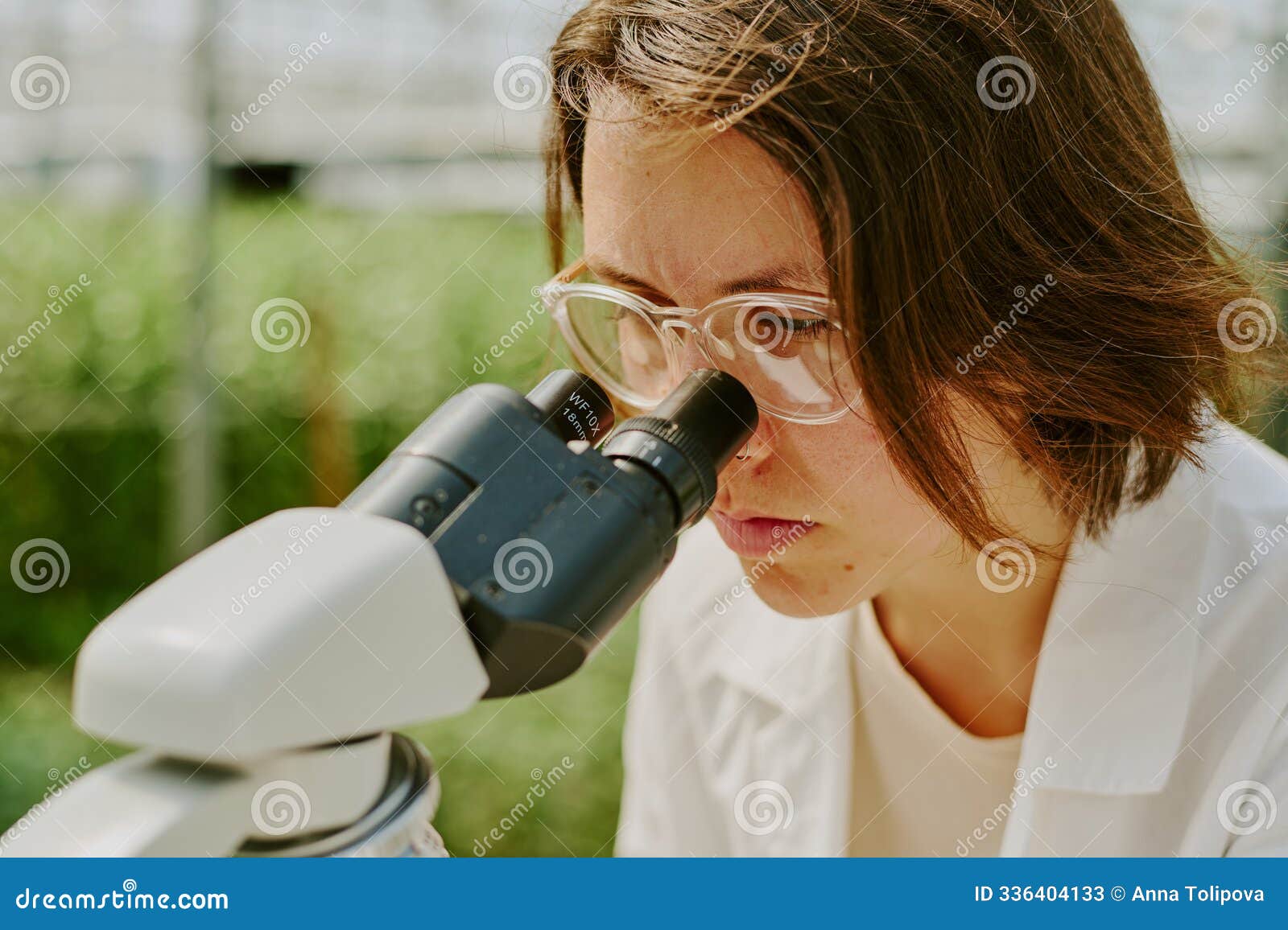 Observing Sample through Microscope in Laboratory Stock Image - Image ...