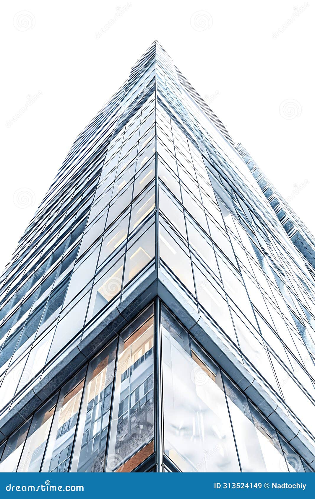 Symmetrical Glass Facade of a Tall Commercial Building in the City ...