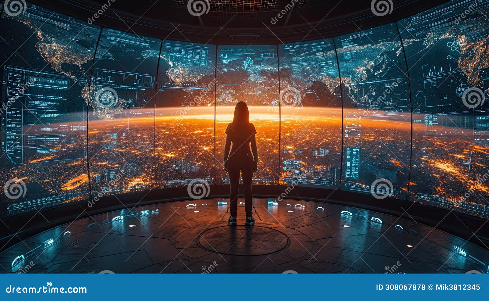 Observing the World Order from Screens. Stock Illustration ...